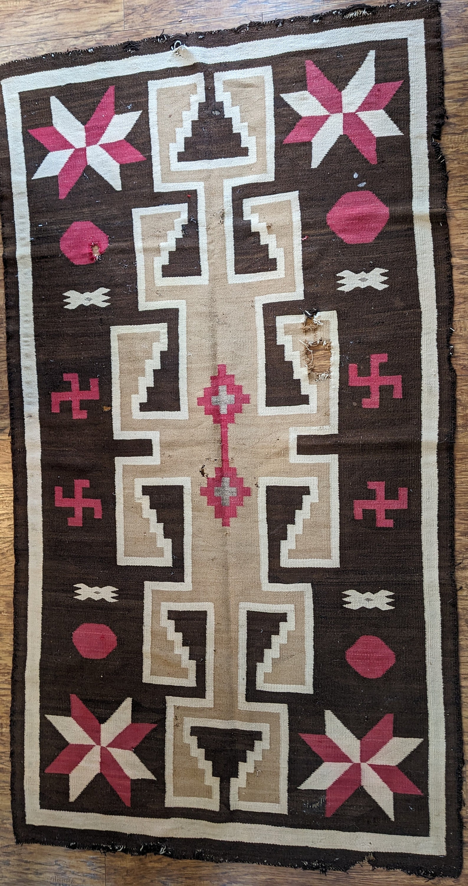 4ft by 7ft LARGE, Antique, Authentic, Navajo Rug With Pre-wwii ...