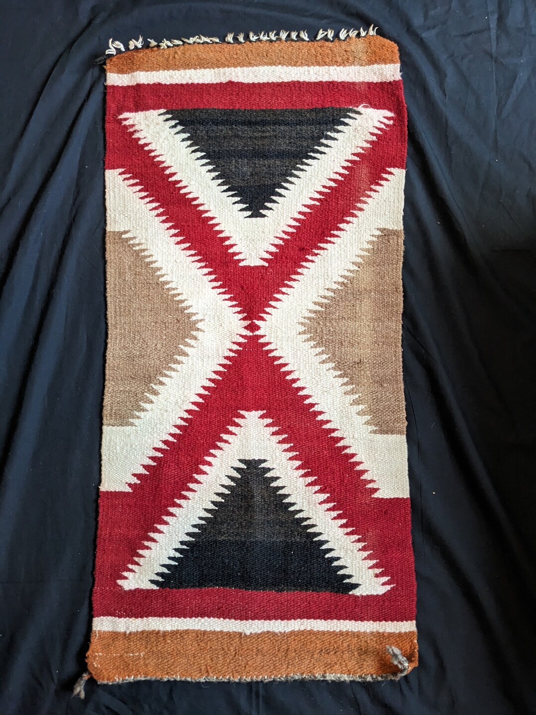 37.5 by 18.5 Authentic, Vintage, Navajo Rug, Red Eye Dazzler and ...