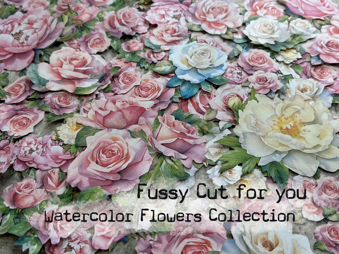 Fussy Cut Watercolor Flowers, Ready to Use for Junk Journals, Cards ...
