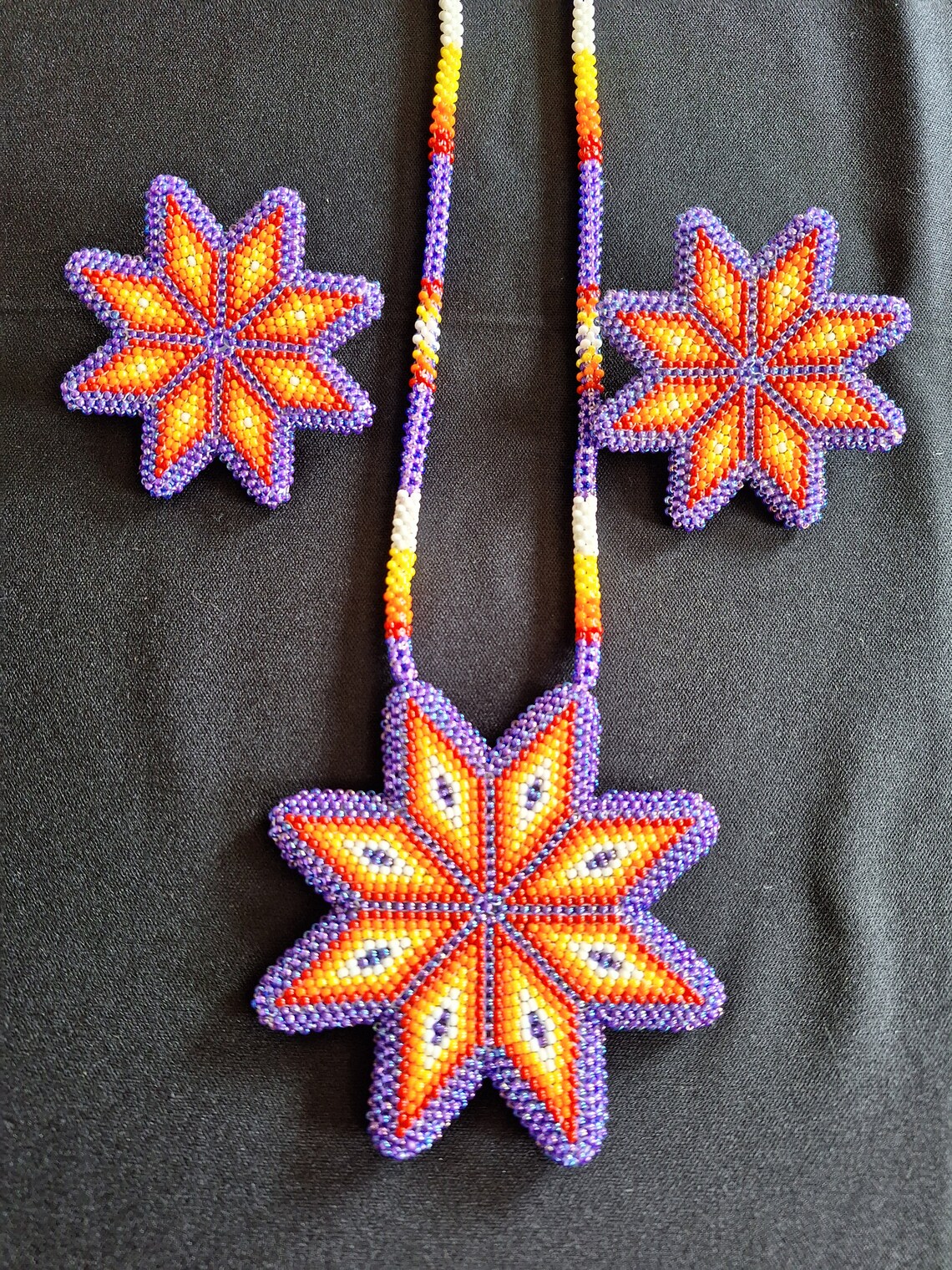 Beaded Star Quill Medallion and Earrings Set - Etsy