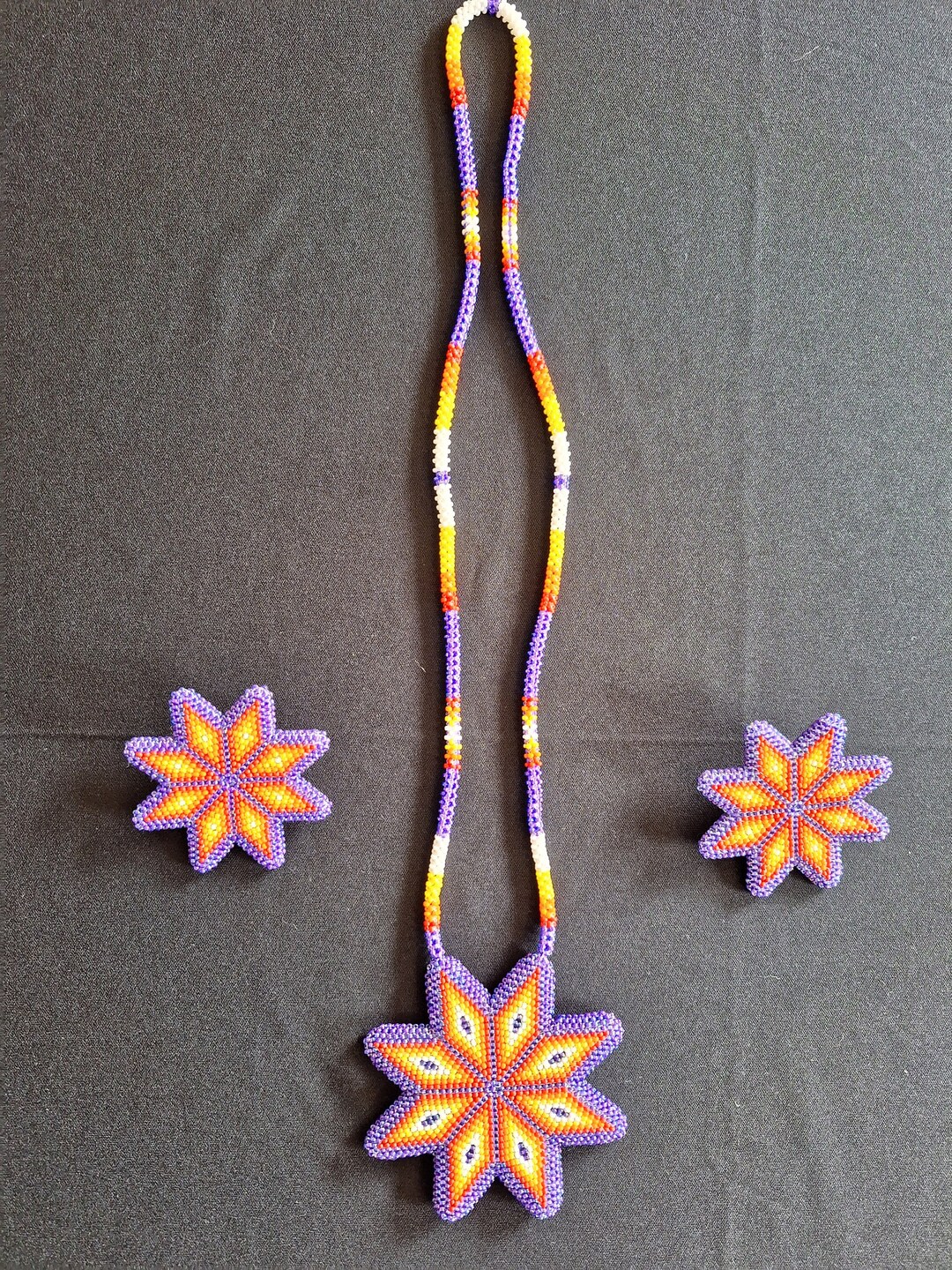 Beaded Star Quill Medallion and Earrings Set - Etsy