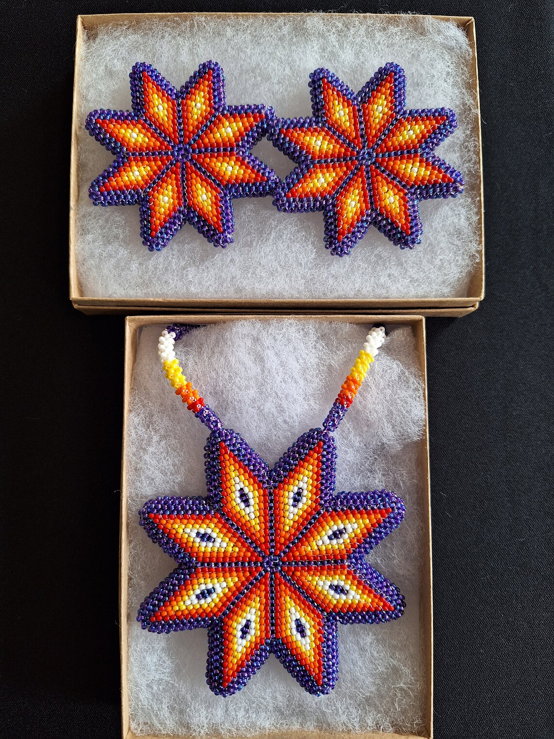 Beaded Star Quill Medallion and Earrings Set - Etsy