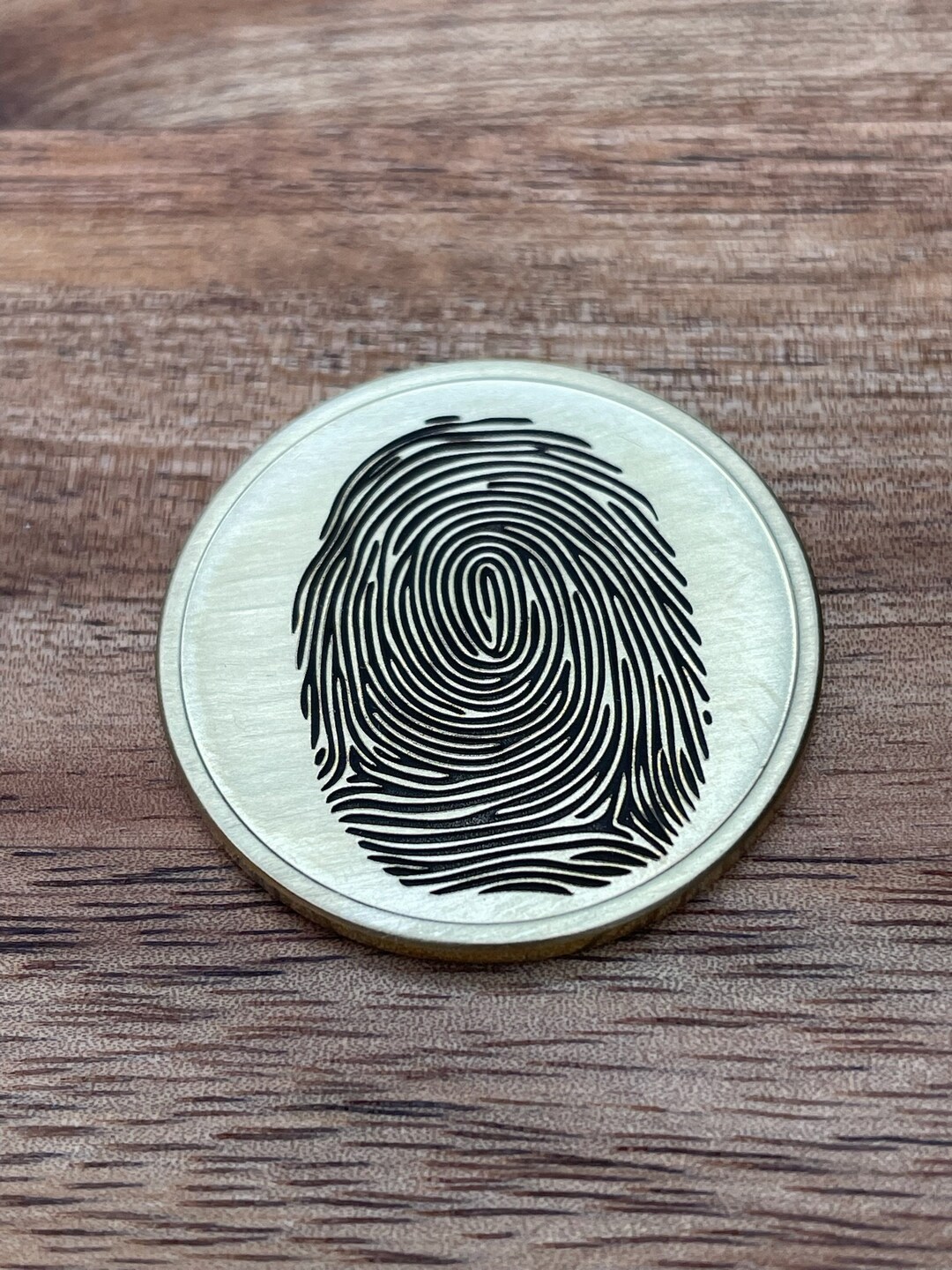 Coin FINGERPRINT Brass Personalized Engraving Own Fingerprint Personal ...