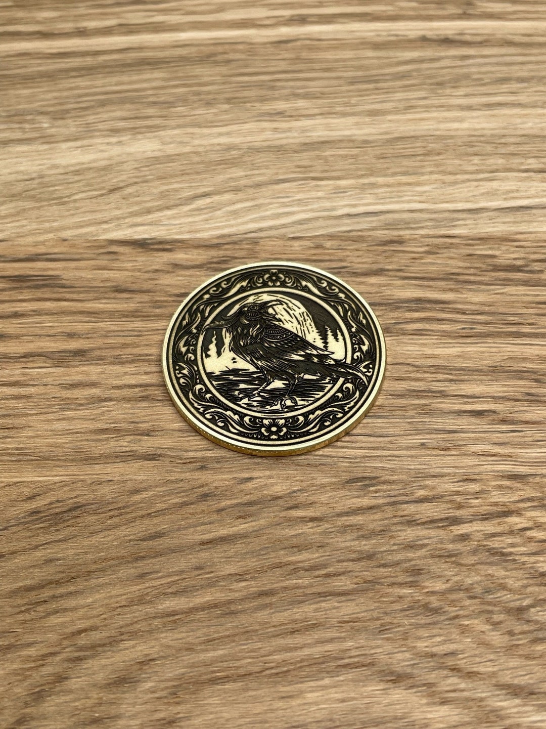 Coin CROW, Brass, Personalized Engraving, Addiction Coin, Gift ...