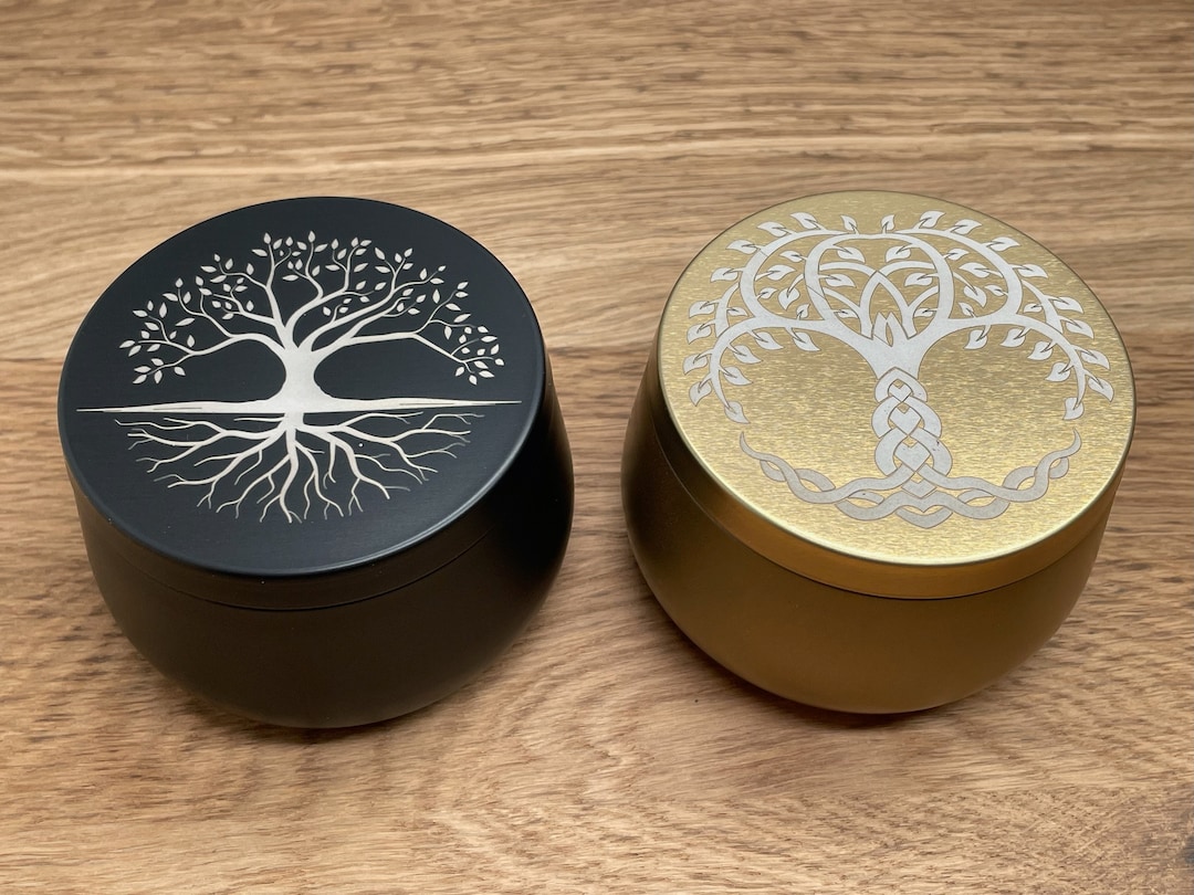 Large Tin With Engraved Tree of Life 2 Colors Personalized Engraving ...