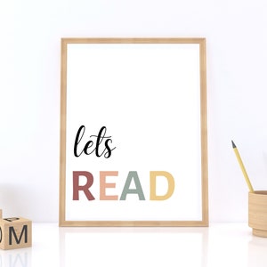 Lets Read Poster | Earth Tones | Reading Chart | Library Chart ...