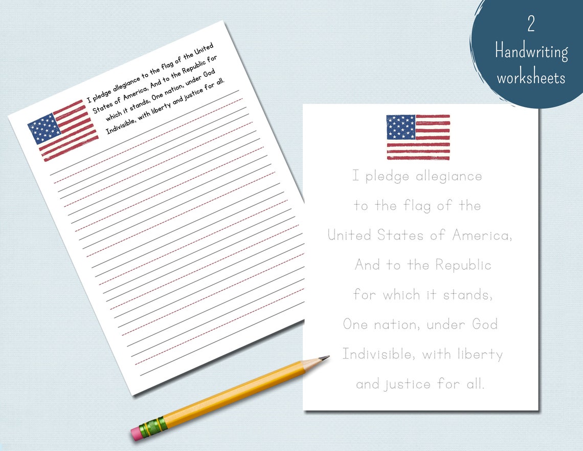 Pledge of Allegiance | Handwriting Practice | Printable Poster | Wall ...