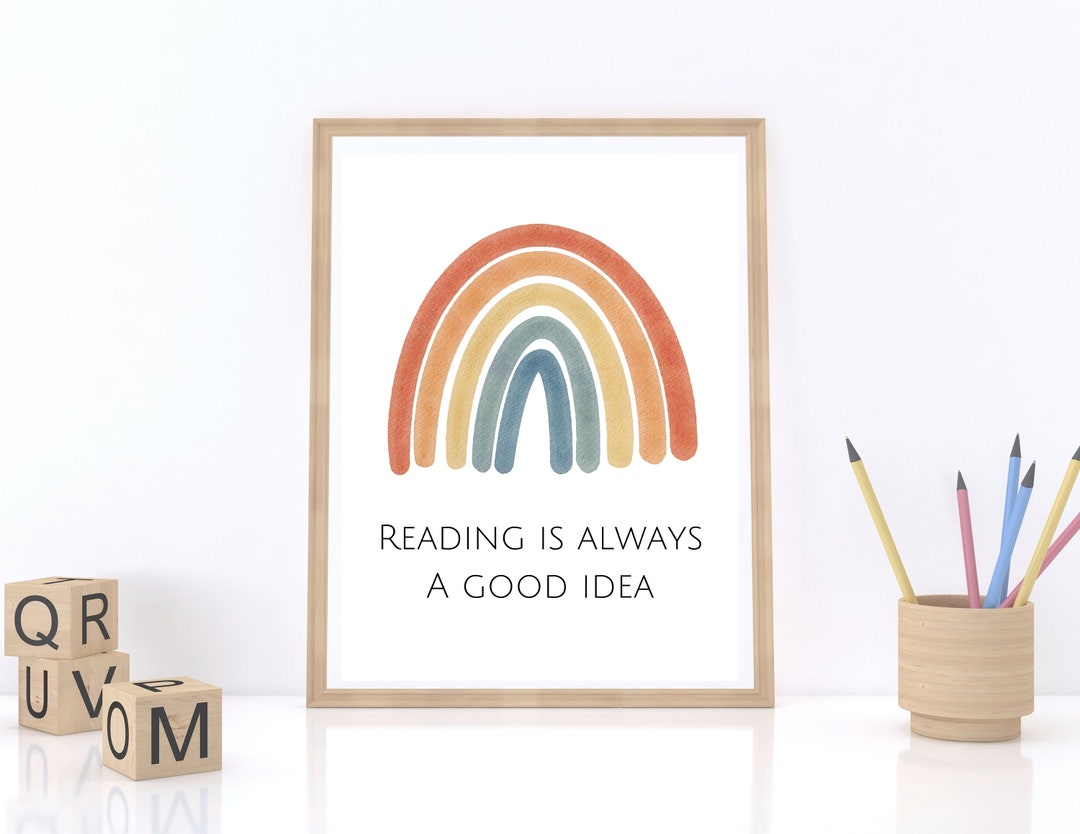 Reading Poster | Rainbow | Reading Wall Art | Library Poster ...