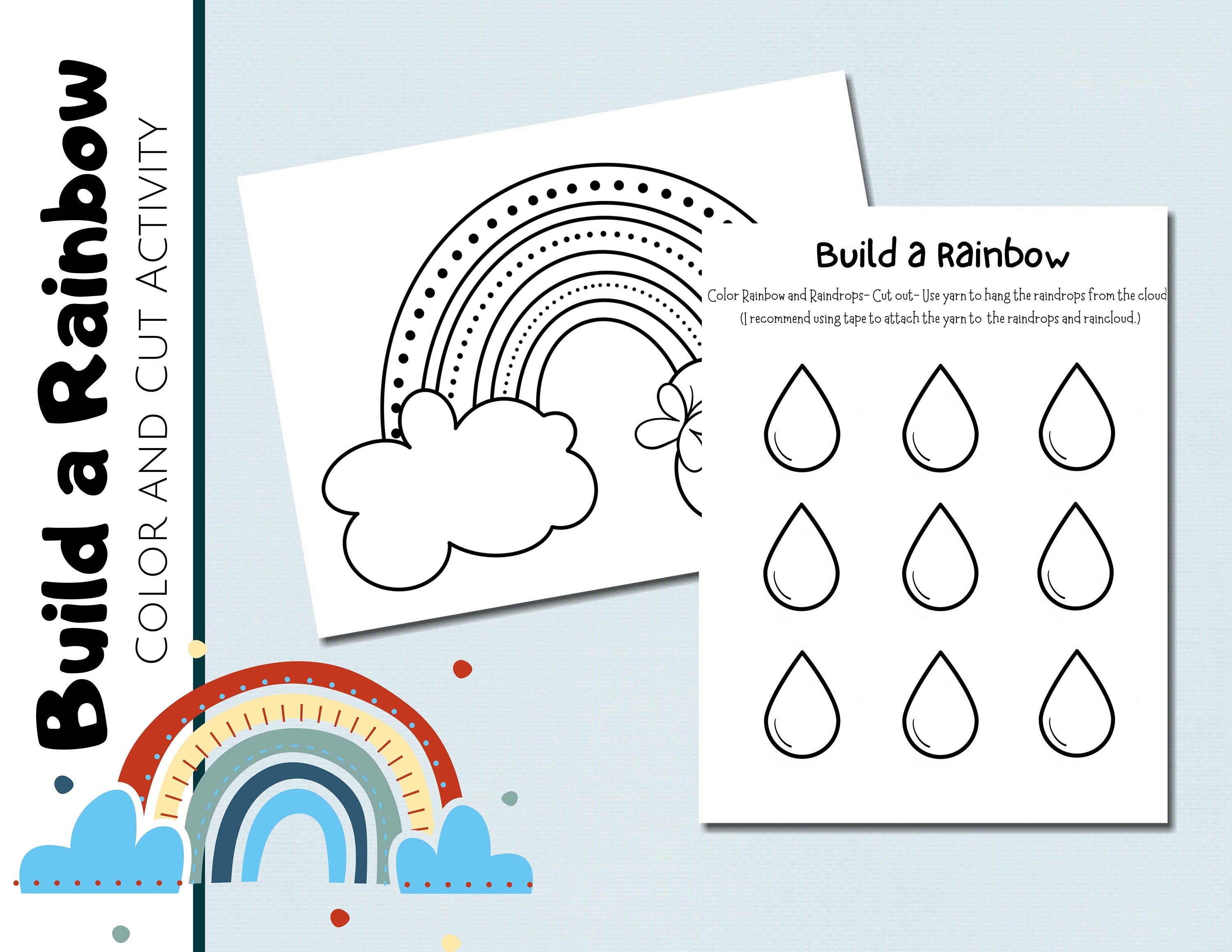 Build a Rainbow Activity | Color and Cut | Rainbow Mobile Craft ...