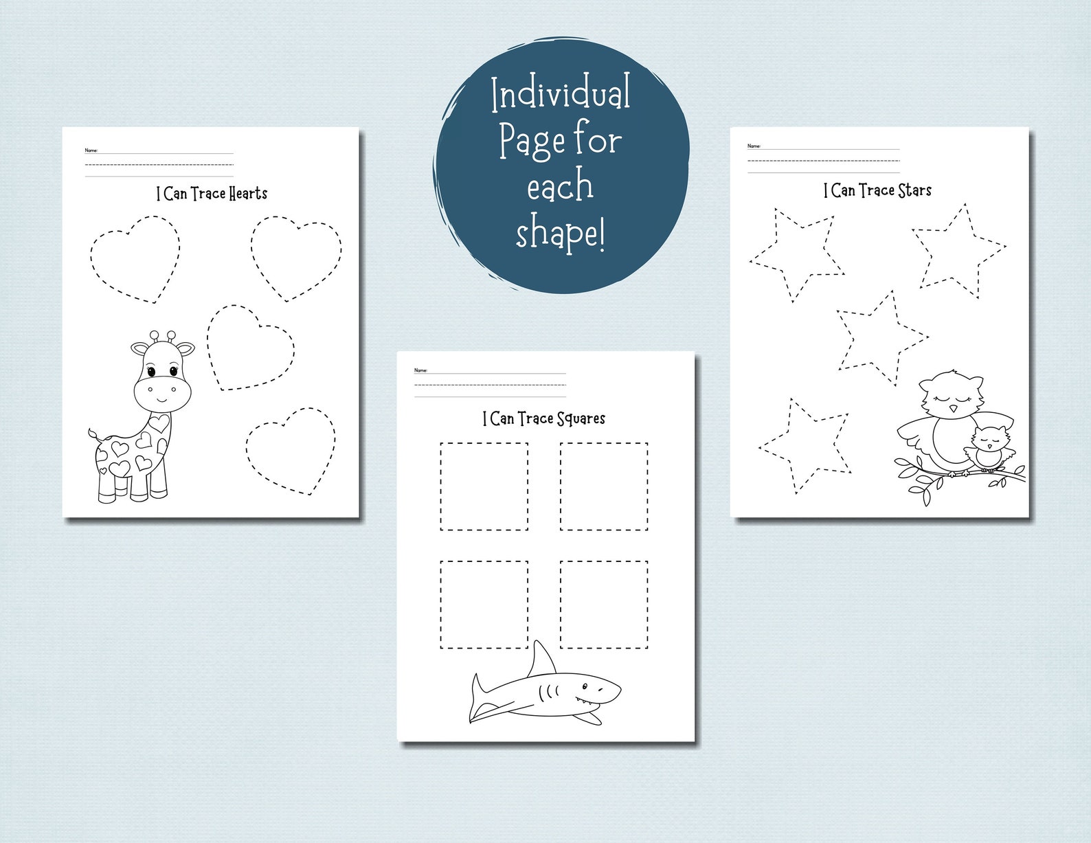 Basic Shape Tracing Tracing Worksheets Shapes Learning - Etsy