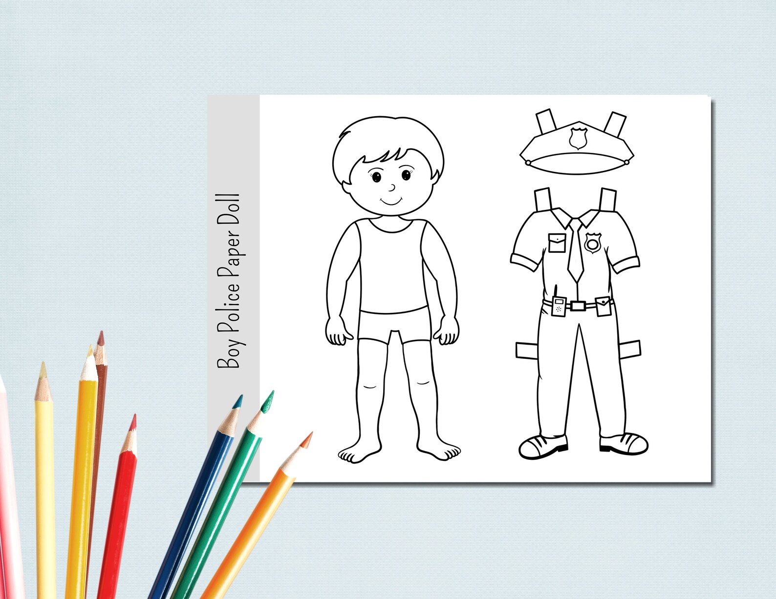 Police Paper Dolls Printable Paper Doll Coloring Activity Policeman ...