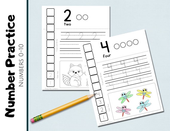 Number Practice 0-10 Counting 0-10 Number Worksheets | Etsy