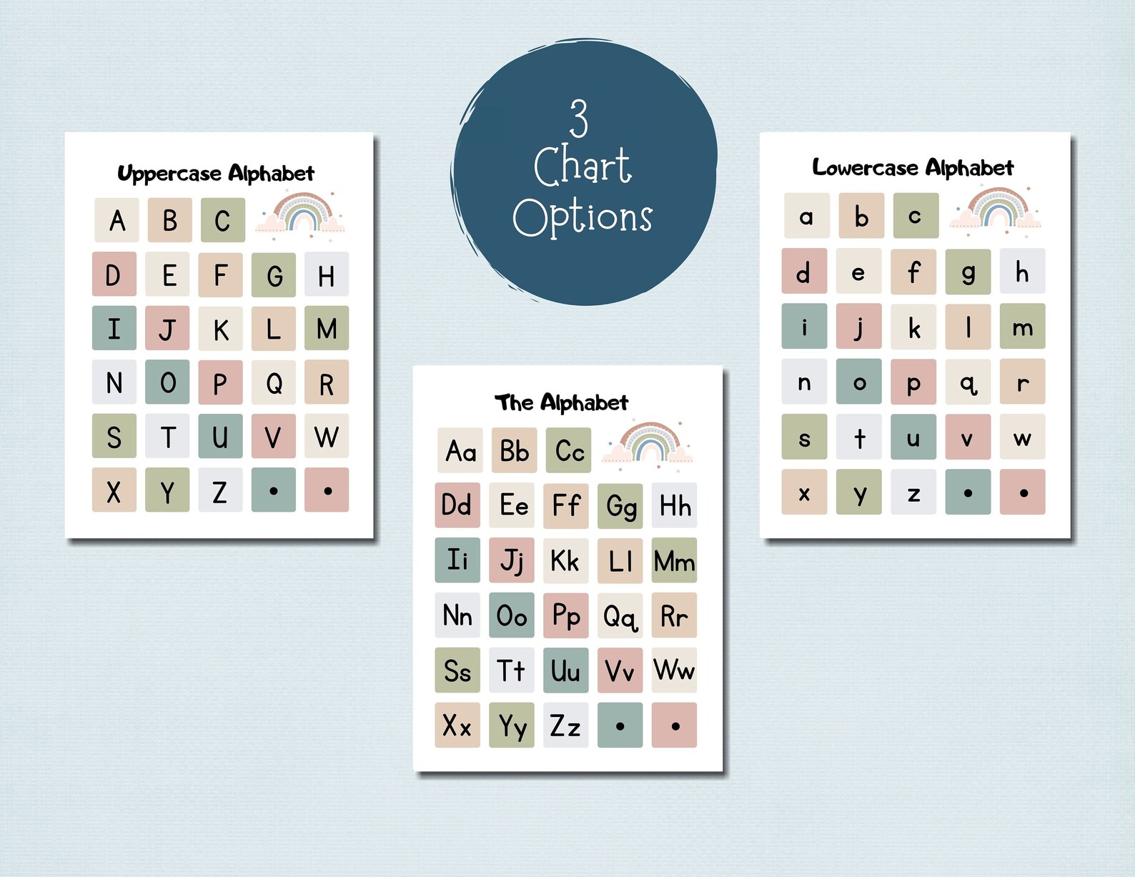 3 Alphabet Chart | ABC Chart | Uppercase | Lowercase | Preschool | Wall ...