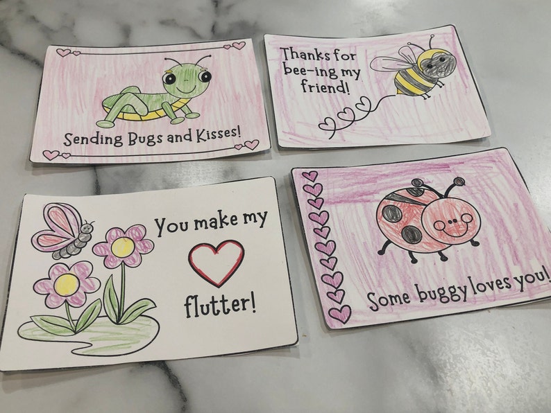 4 Insect Valentines Printable Valentine Art Handcraft Insect Craft ...