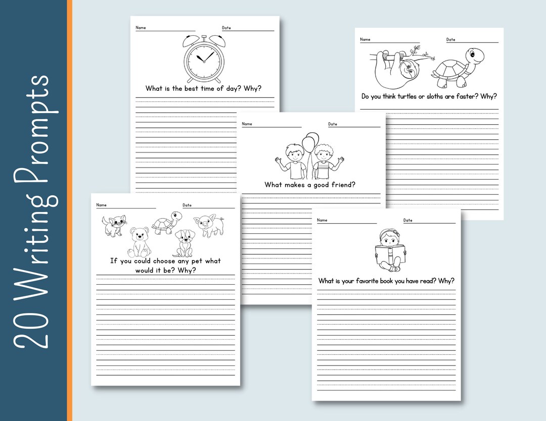 20 Writing Prompts | Elementary Writing | Printable | Handwriting ...