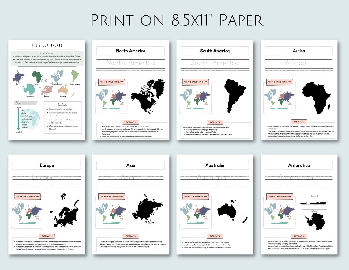 7 Continents Educational Bundle | Worksheets and Activities | World ...