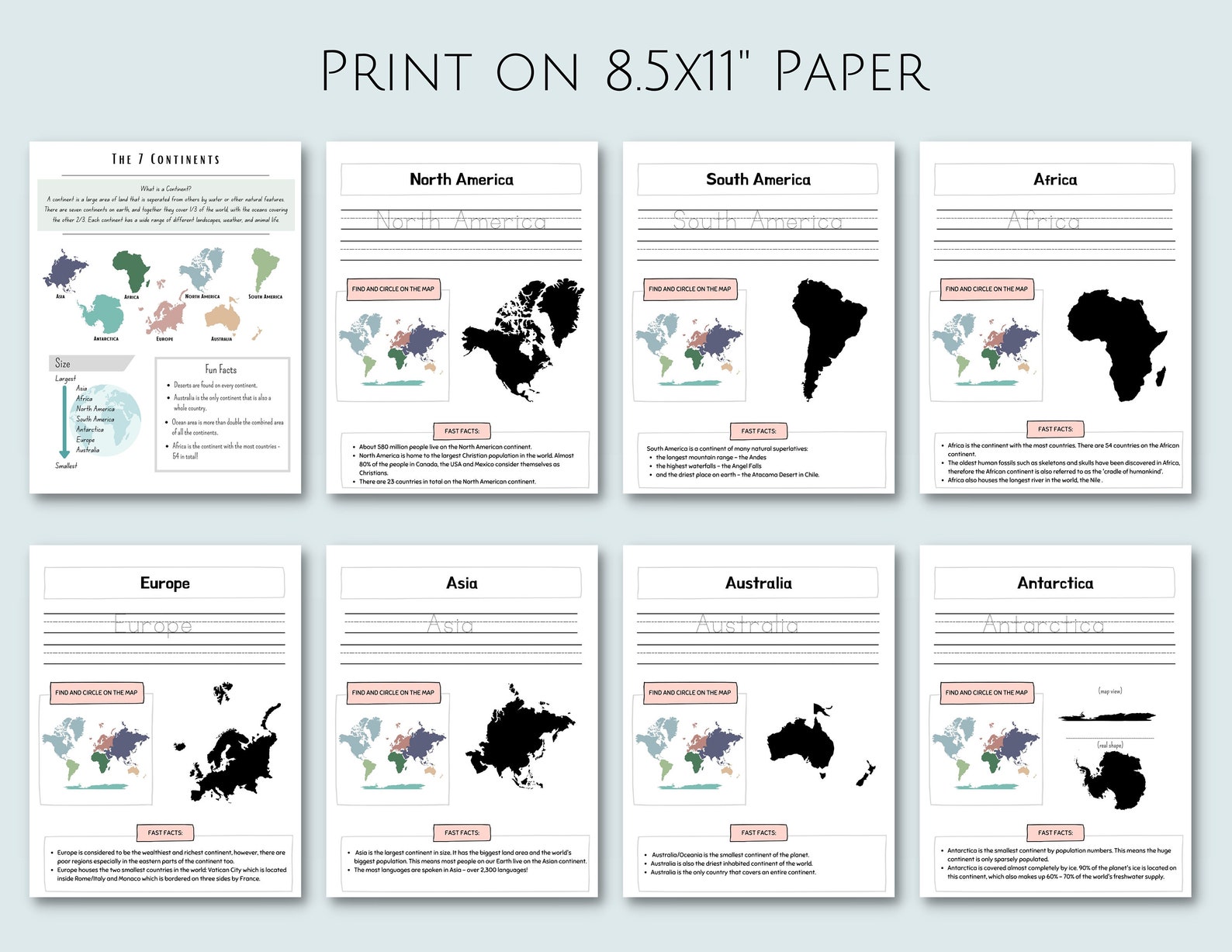 7 Continents Educational Bundle | Worksheets and Activities | World ...