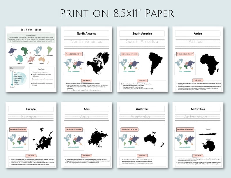 7 Continents Educational Bundle | Worksheets and Activities | World ...