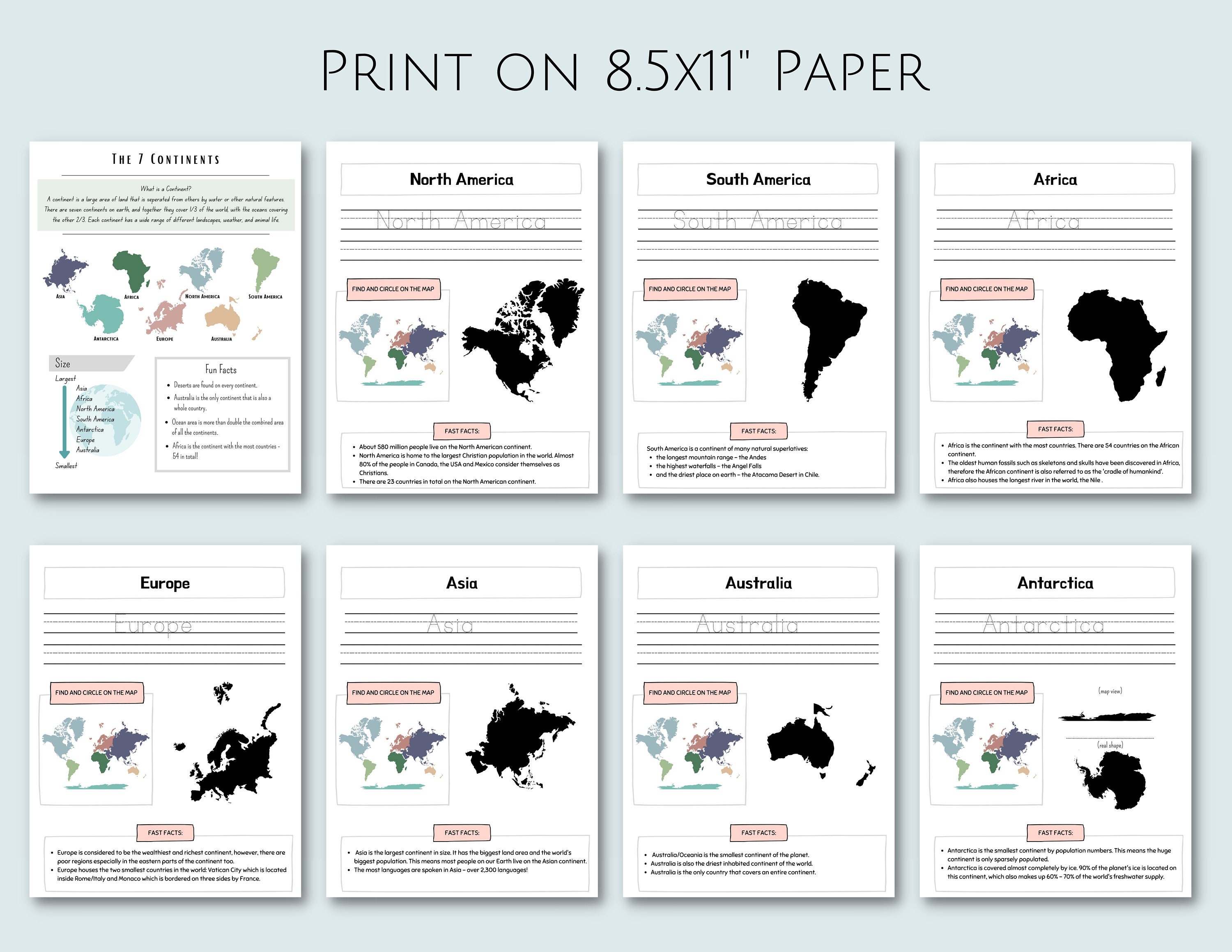 7 Continents Educational Bundle | Worksheets and Activities | World ...