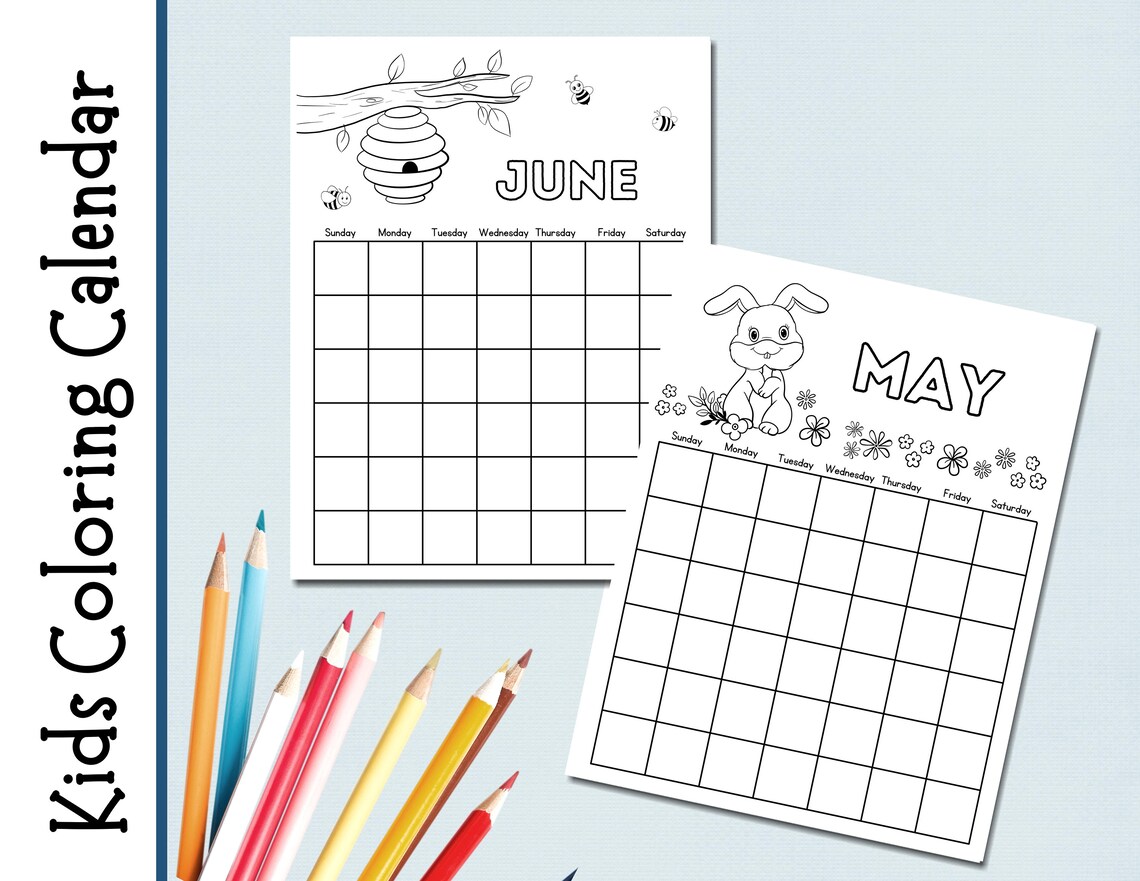 Coloring Calendar | Perpetual Calendar | Calendar for Kids | Printable ...