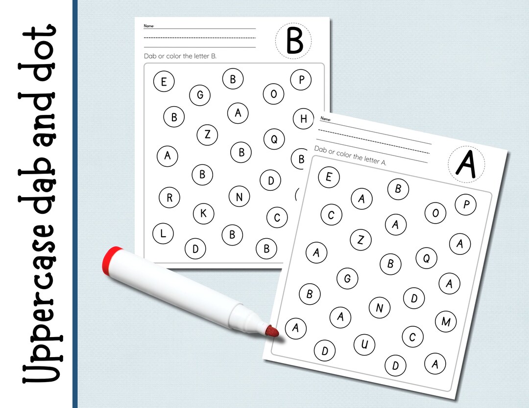 Uppercase Alphabet Dab and Dot | Alphabet Search | 26 Worksheet Pages ...