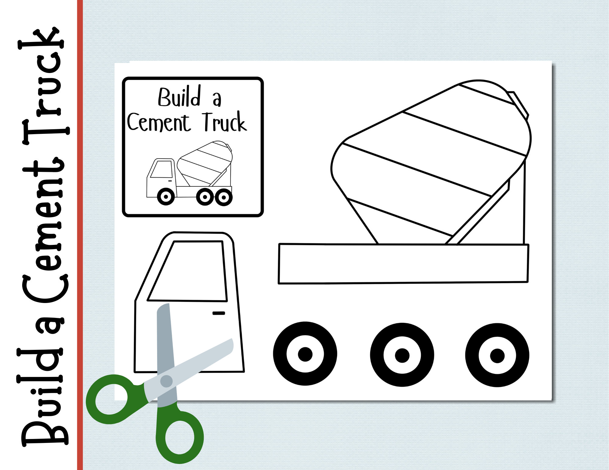 Build a Cememt Truck | Digital Printable | Coloring Activity | Cut and ...