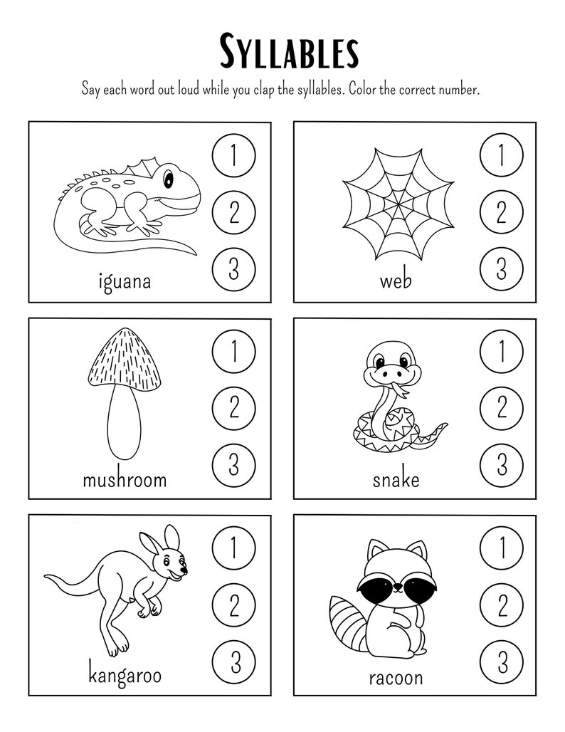 10 Syllables Worksheets | Printable Worksheets | Worksheets | Phonics ...
