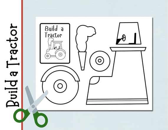 Build a Tractor Digital Printable Coloring Activity Cut | Etsy