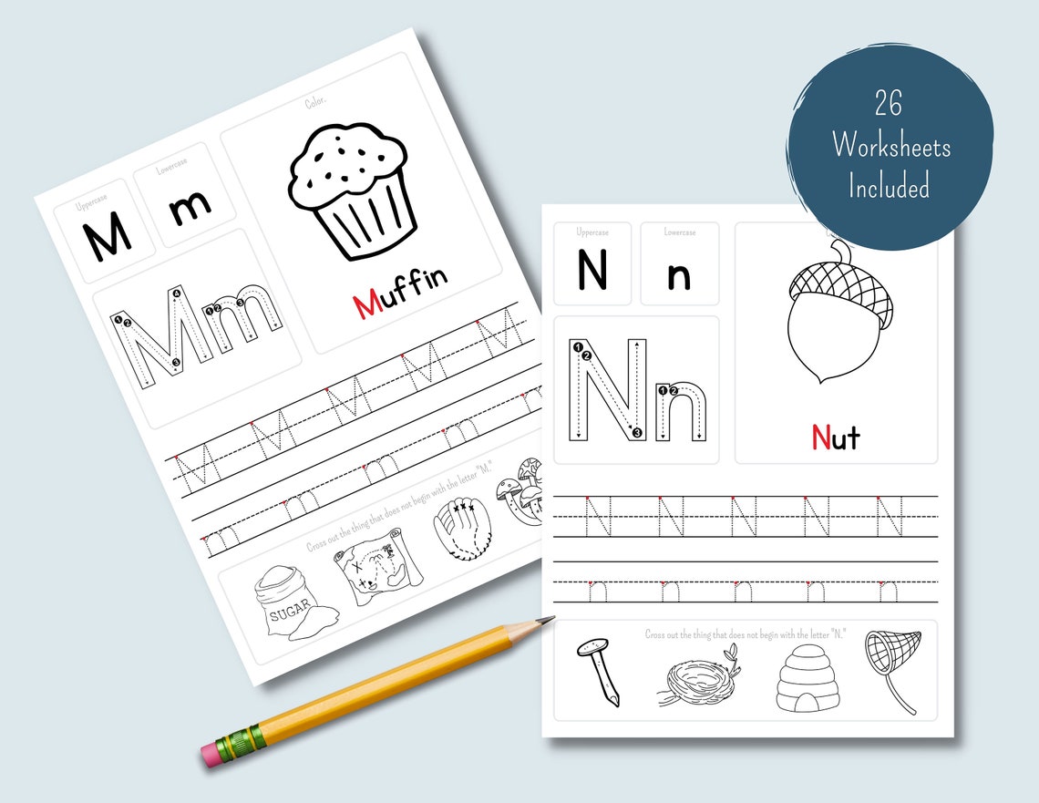 Alphabet Worksheets Printable Worksheets Coloring Pages - Etsy