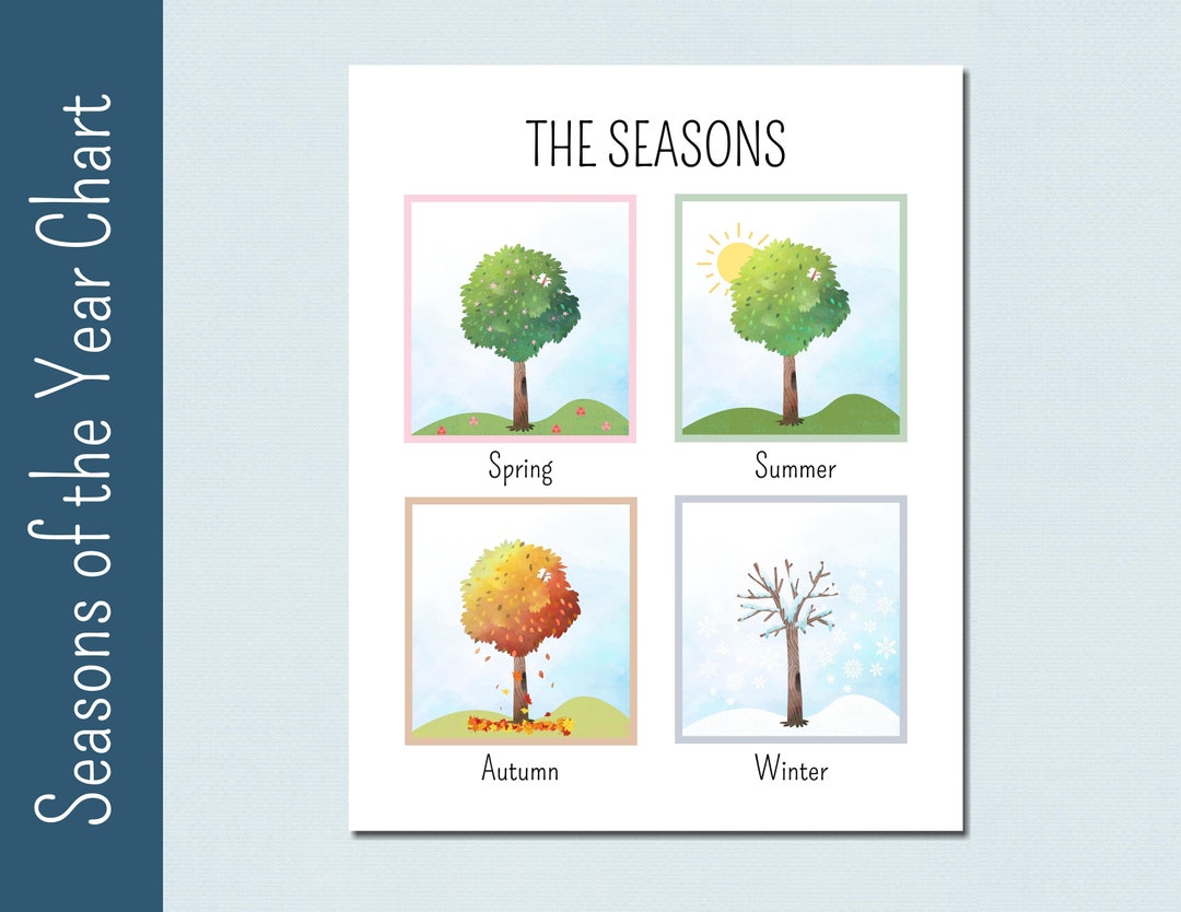 Seasons Chart Printable Seasons Of The Year Educational Chart Spring Summer Winter