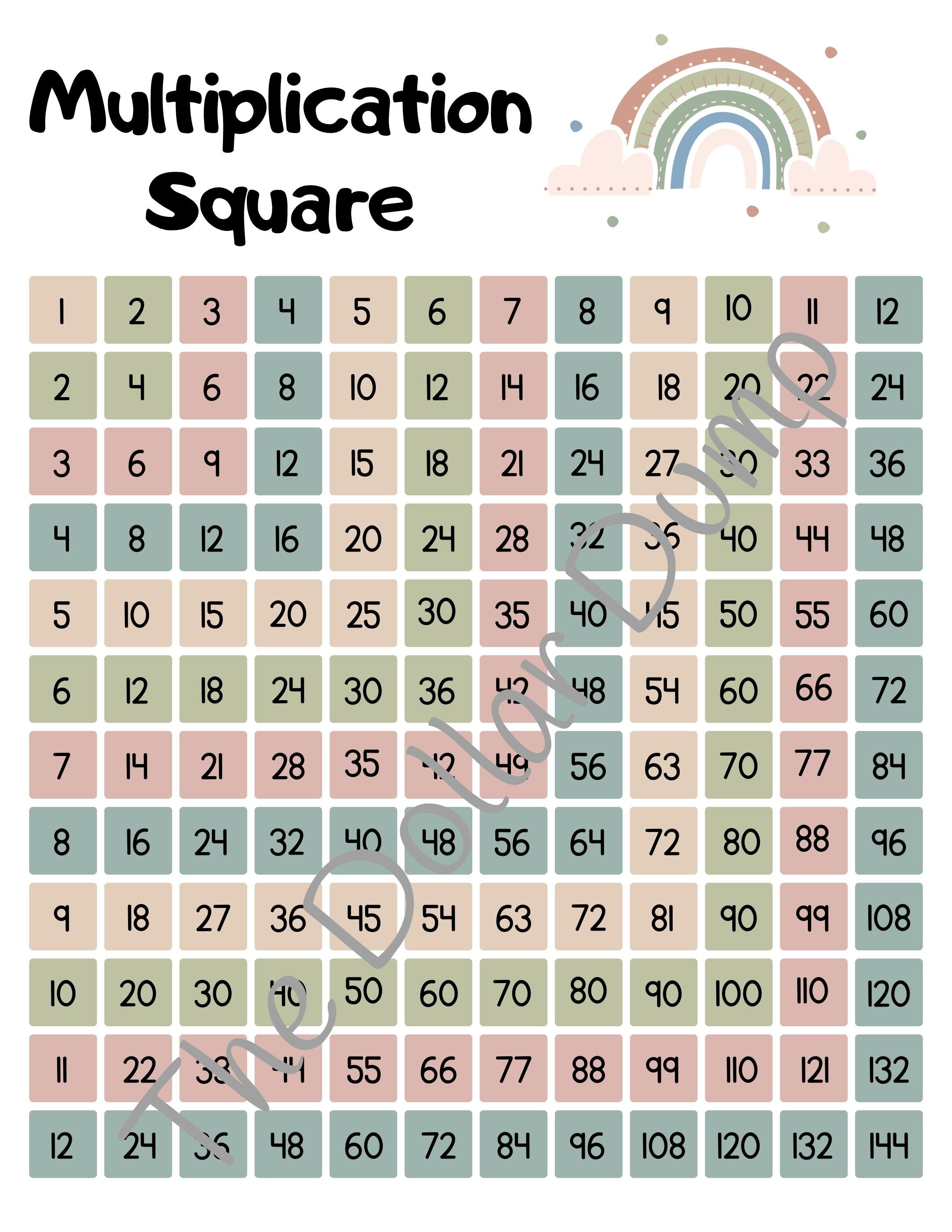 Multiplication Chart | Earth Tones | Multiply to 12 | Number Chart ...
