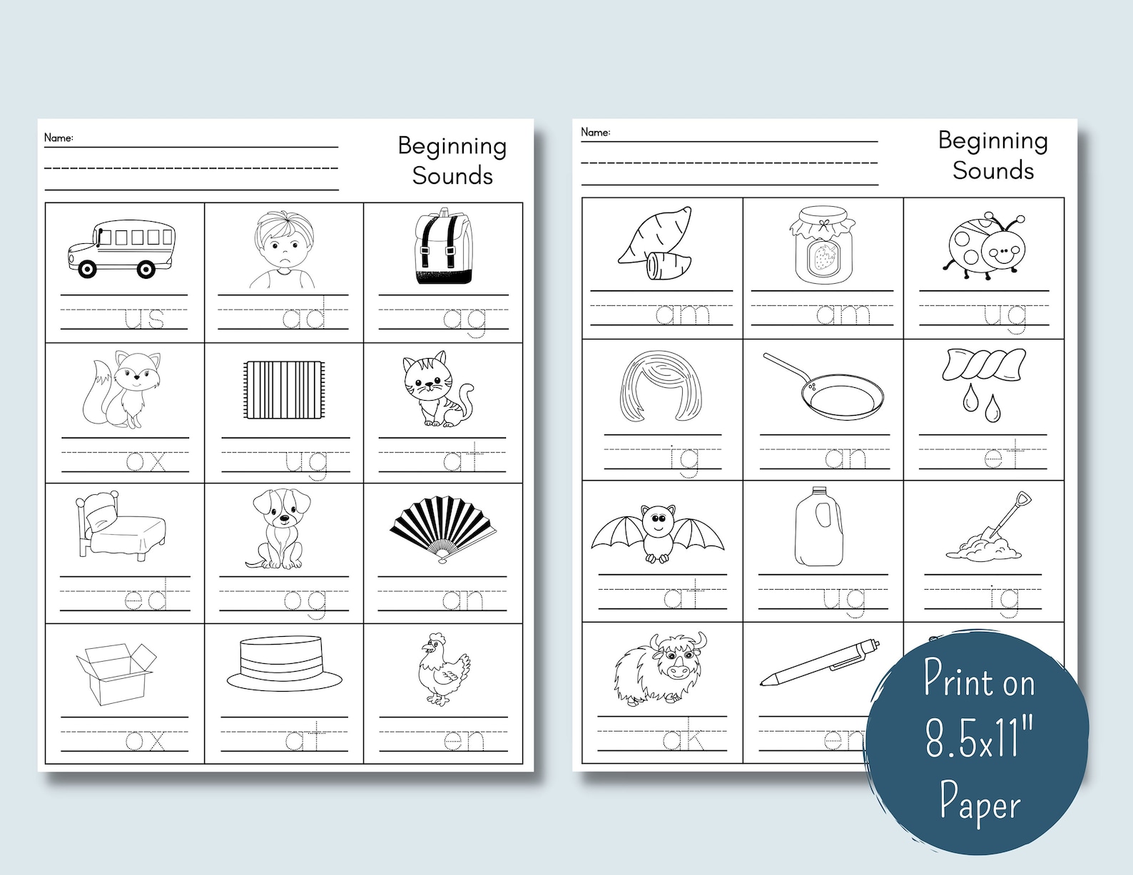 5 CVC Beginning Sound Worksheets | CVC Words | Printable | Phonics ...