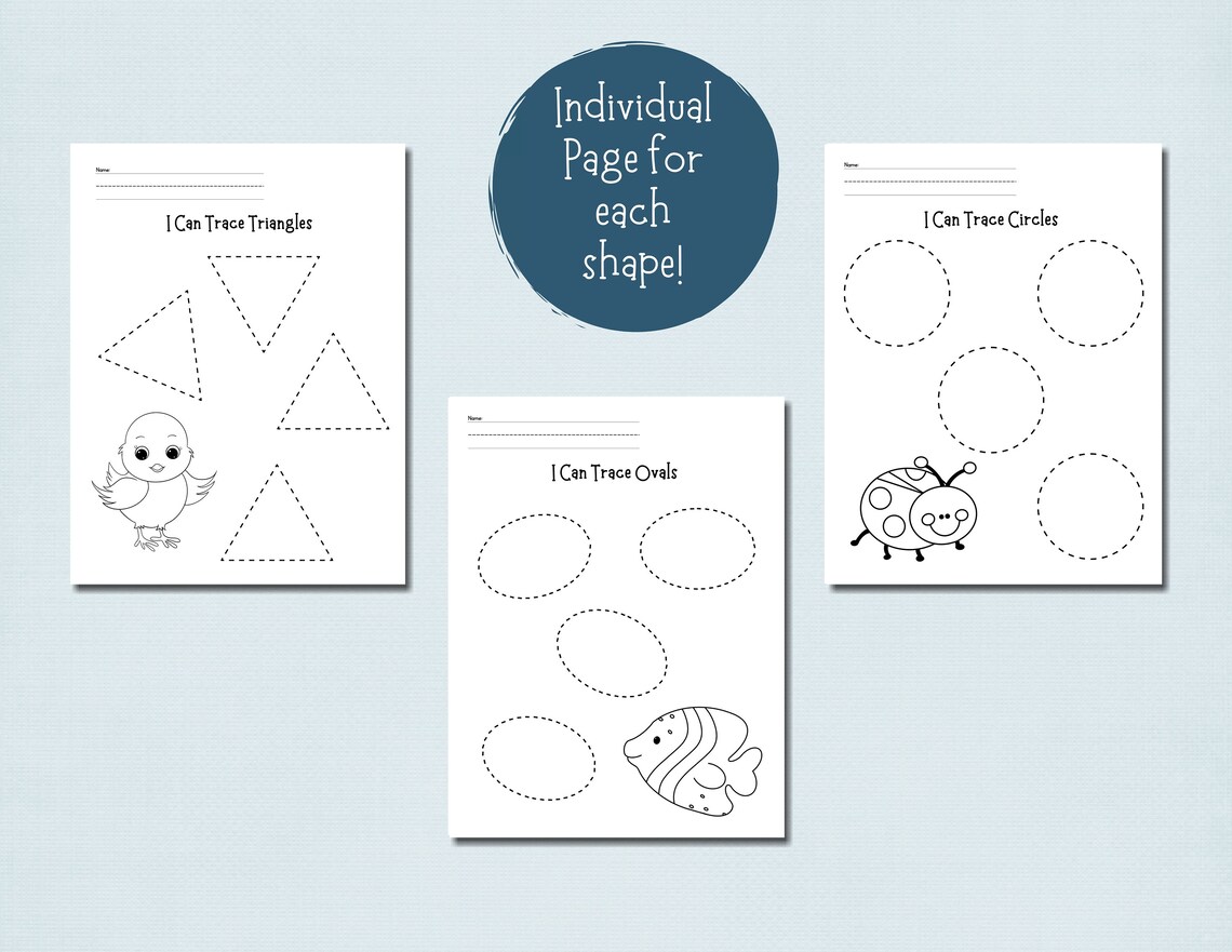 Basic Shape Tracing Tracing Worksheets Shapes Learning - Etsy