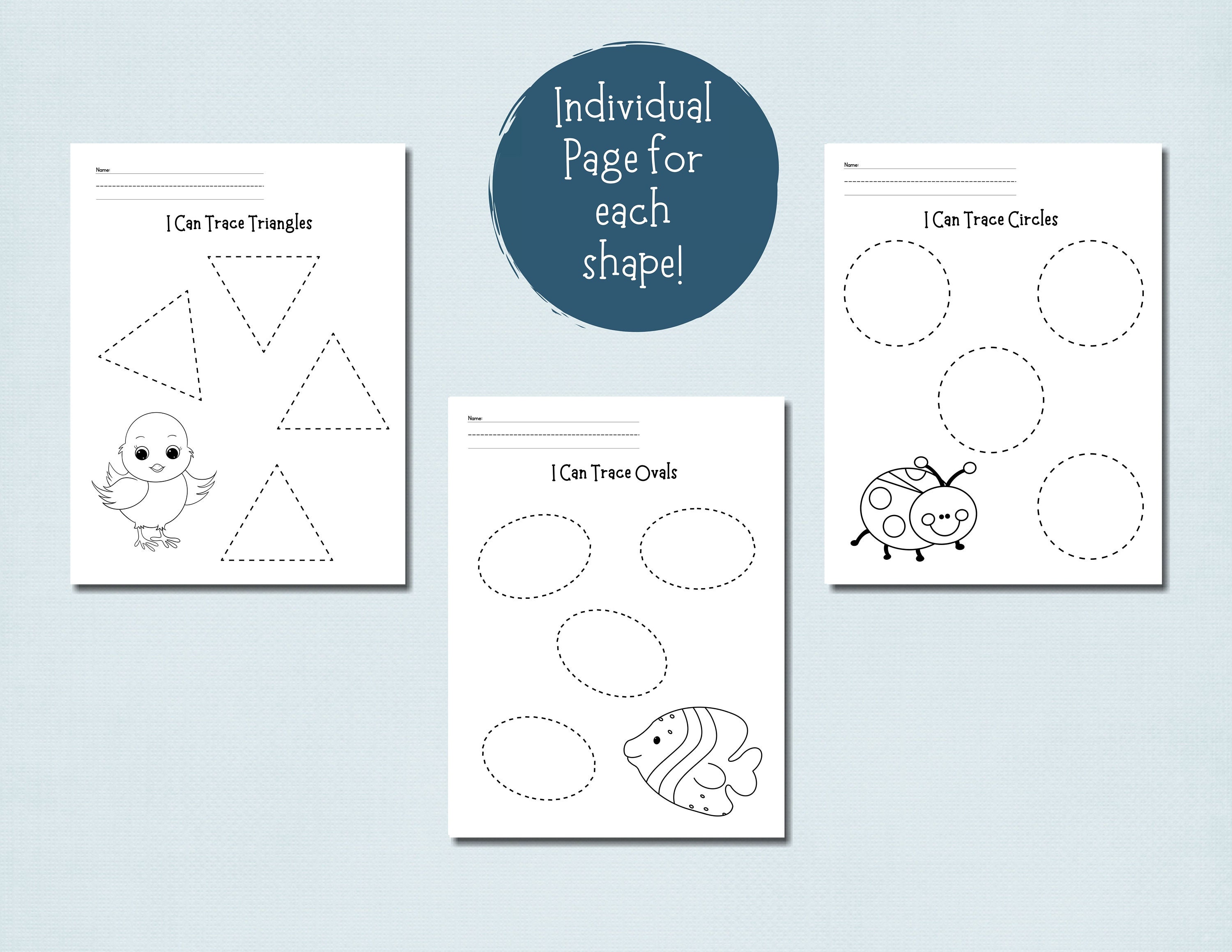 Basic Shape Tracing Tracing Worksheets Shapes Learning - Etsy