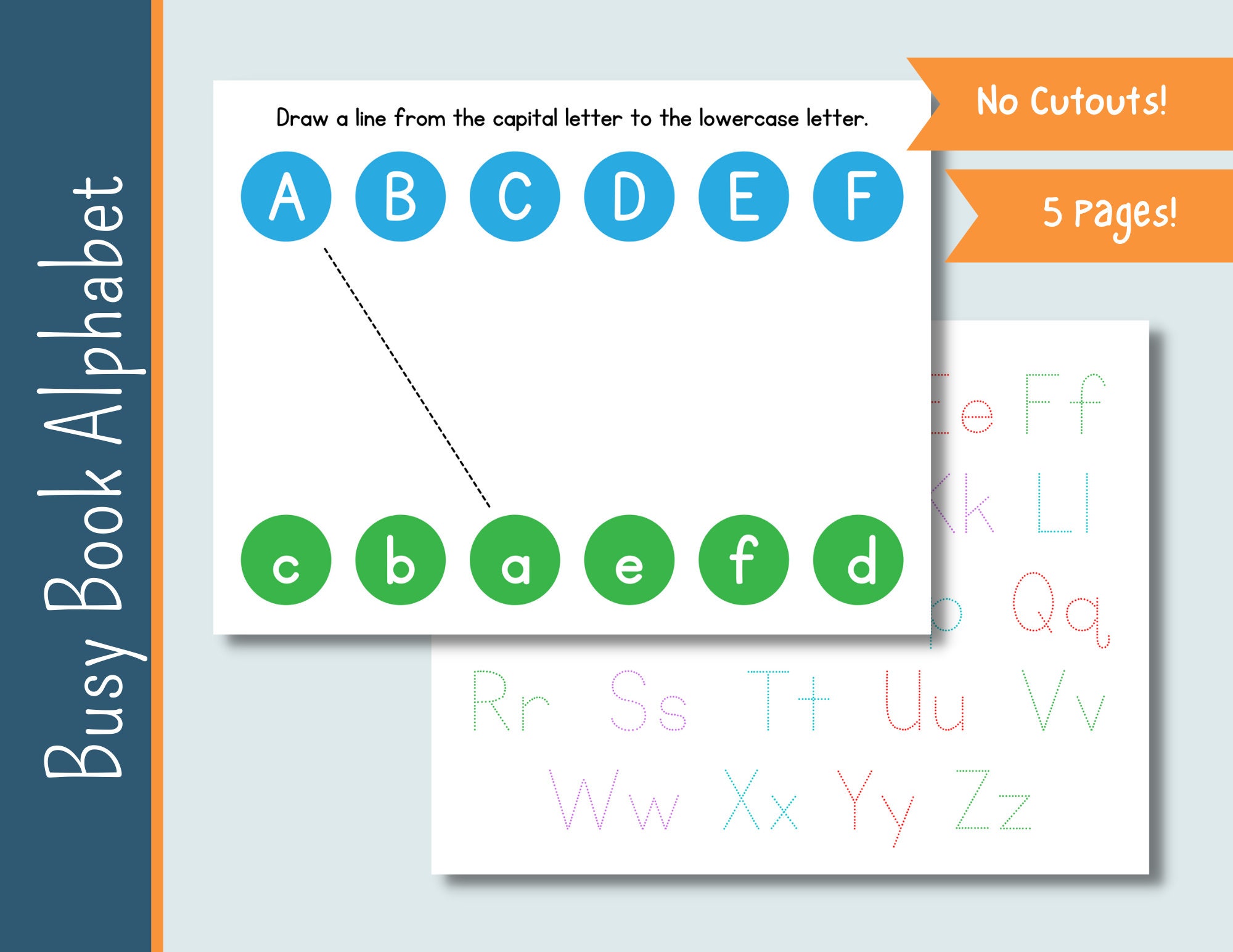 No Cut Busy Book Alphabet Printable Download Abc's Tracing Preschool ...