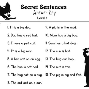 Secret Sentence Worksheets | CVC Words | Sight Words | Handwriting ...