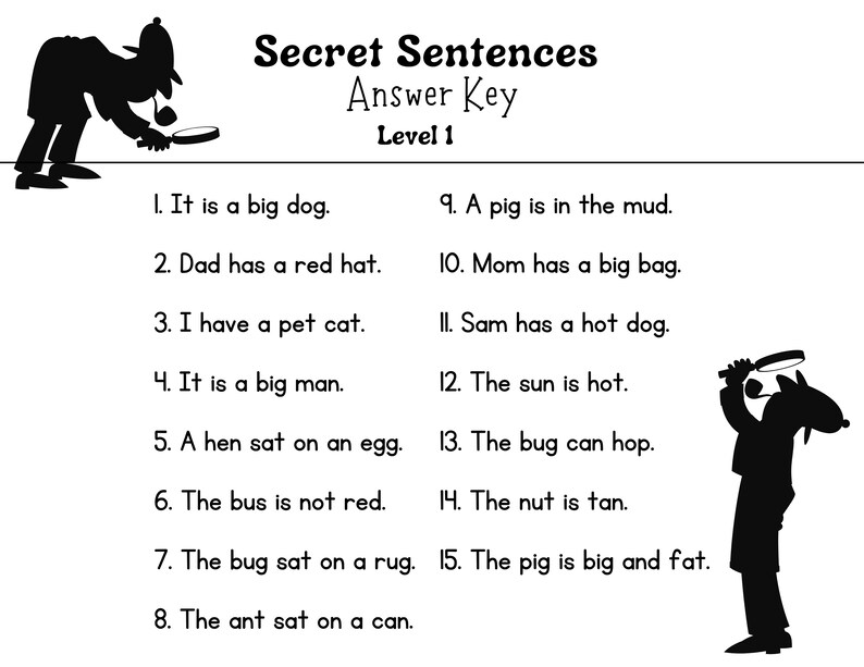 Secret Sentence Worksheets CVC Words Sight Words Handwriting Letter ...