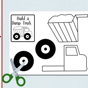 Build a Dump Truck | Digital Printable | Coloring Activity | Cut and ...