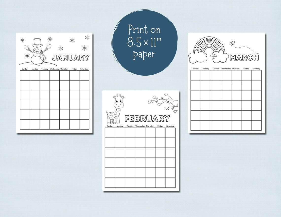 Coloring Calendar Perpetual Calendar Calendar for Kids - Etsy