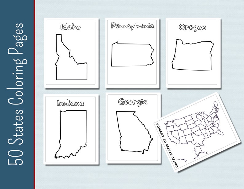 50 States Coloring Pages | USA Geography | USA Coloring Pages | 50 ...