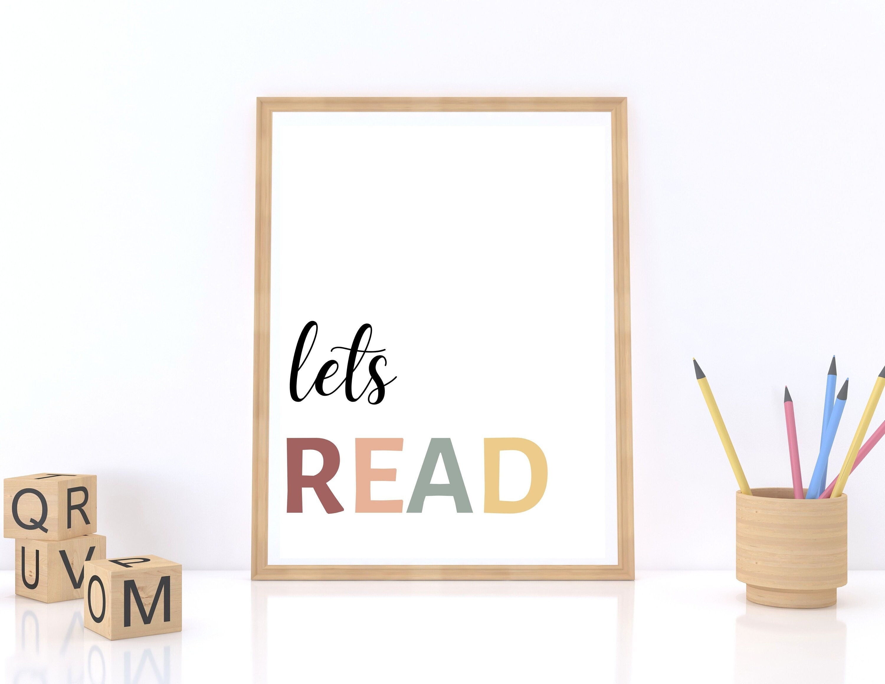 Lets Read Poster Earth Tones Reading Chart Library Chart | Etsy