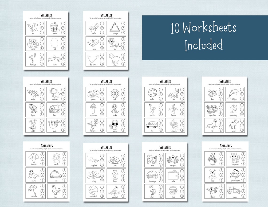 10 Syllables Worksheets | Printable Worksheets | Worksheets | Phonics ...