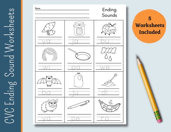 5 CVC Ending Sound Worksheets CVC Words Printable - Etsy