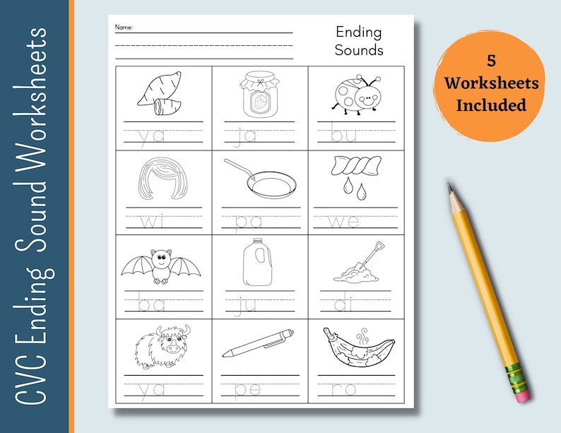 5 CVC Ending Sound Worksheets | CVC Words | Printable | Phonics | CVC ...