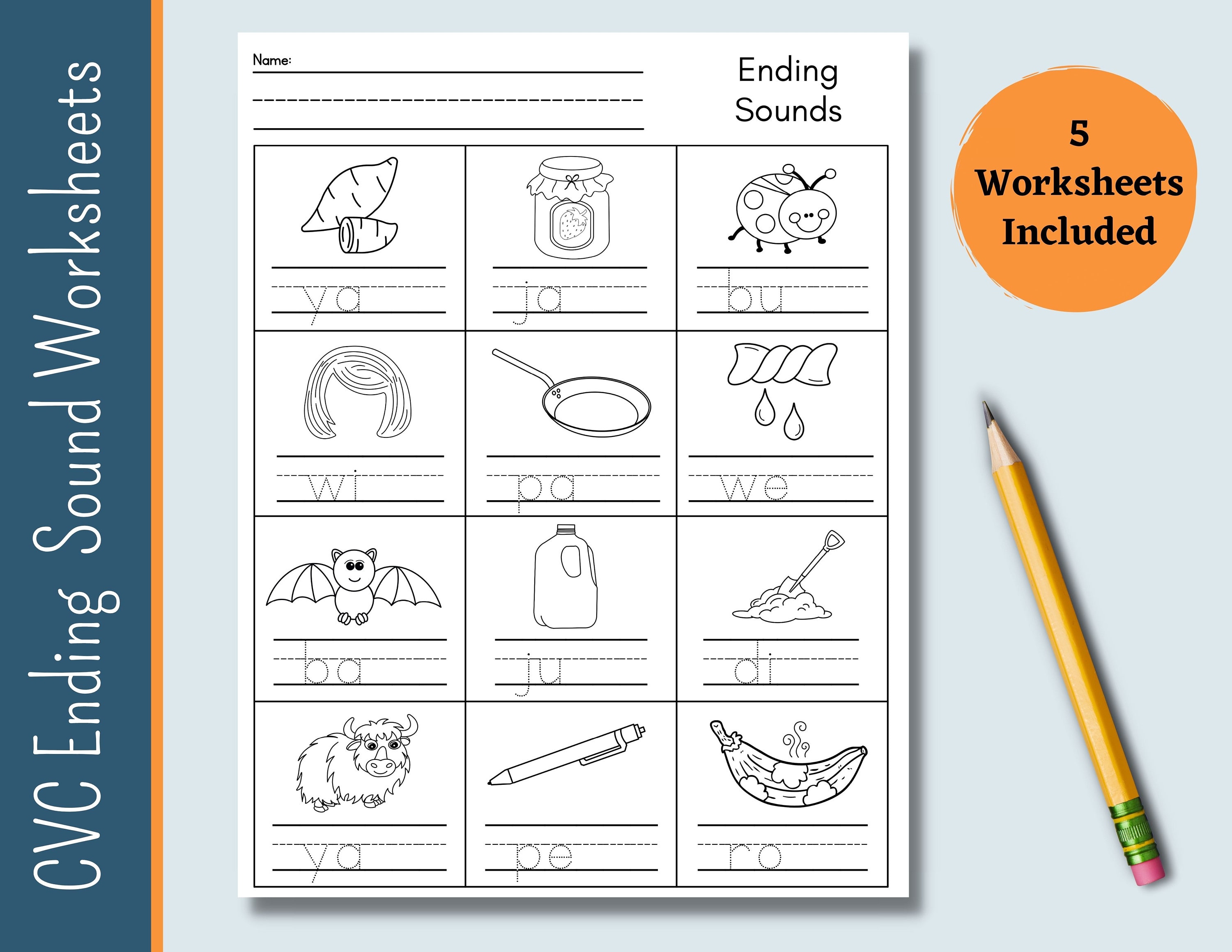 5 CVC Ending Sound Worksheets | CVC Words | Printable | Phonics | CVC ...