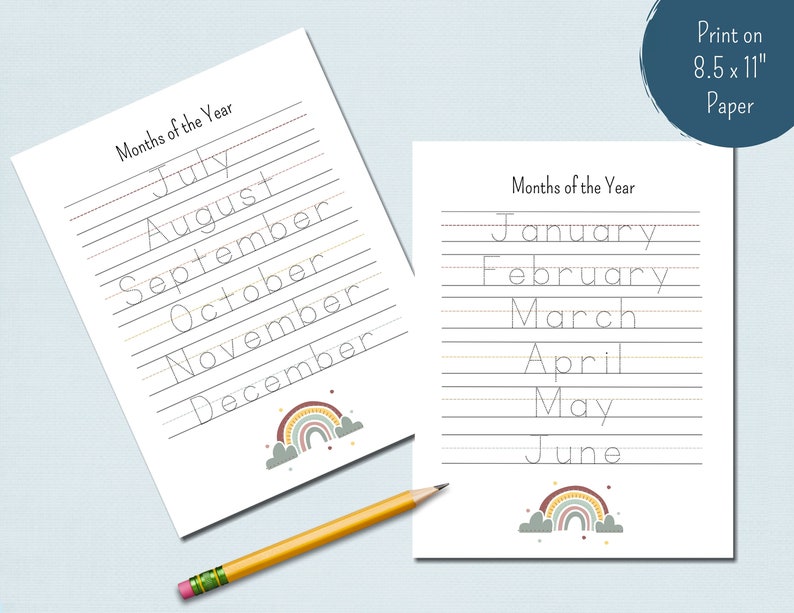 Months of the Year Handwriting Worksheets | Days of the Week ...