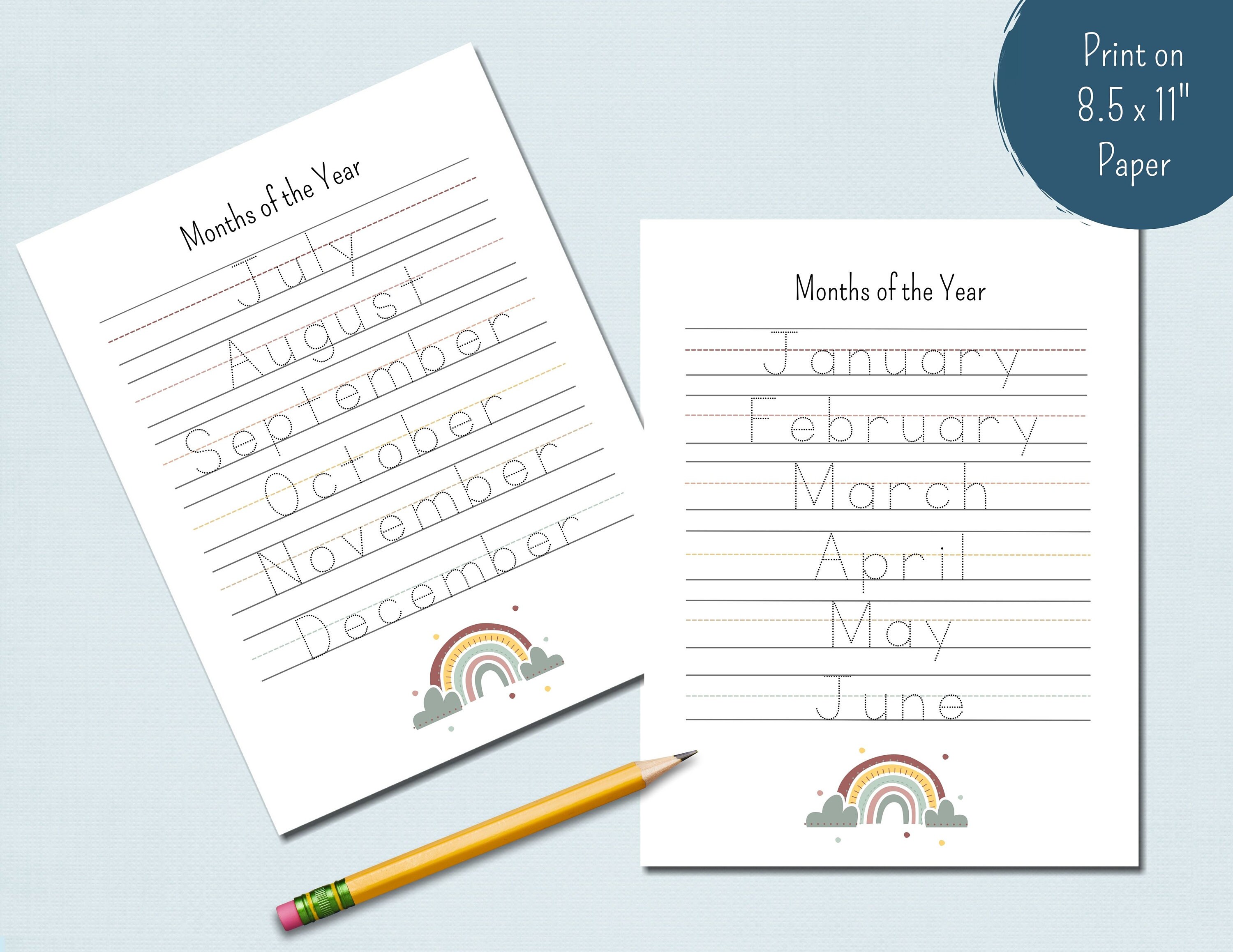 Months of the Year Handwriting Worksheets | Days of the Week ...