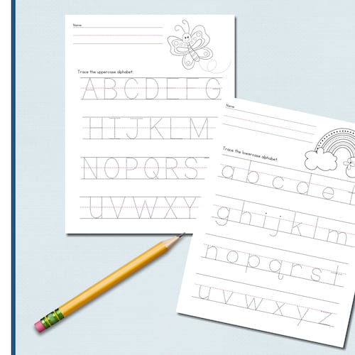 Uppercase Alphabet Tracing Worksheets Coloring Pages - Etsy