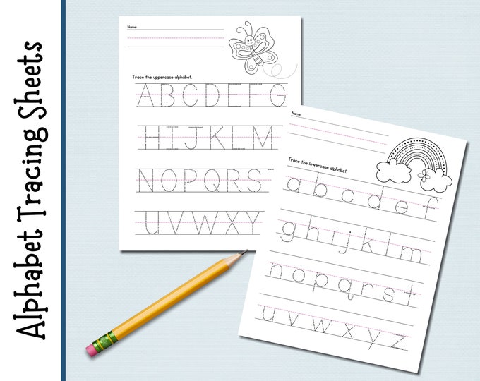 Spring Theme Alphabet Trace Tracing Worksheets Coloring - Etsy