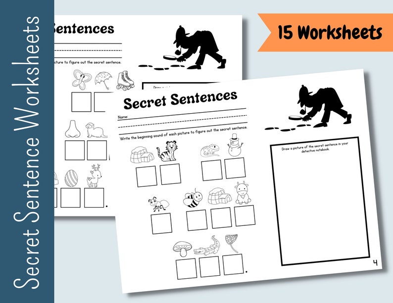Secret Sentence Worksheets CVC Words Sight Words Handwriting Letter ...